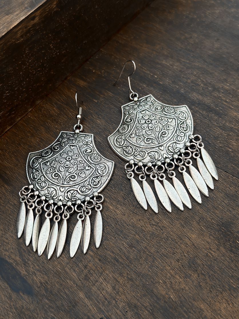 Oxidized Adivasi Chapta Earring