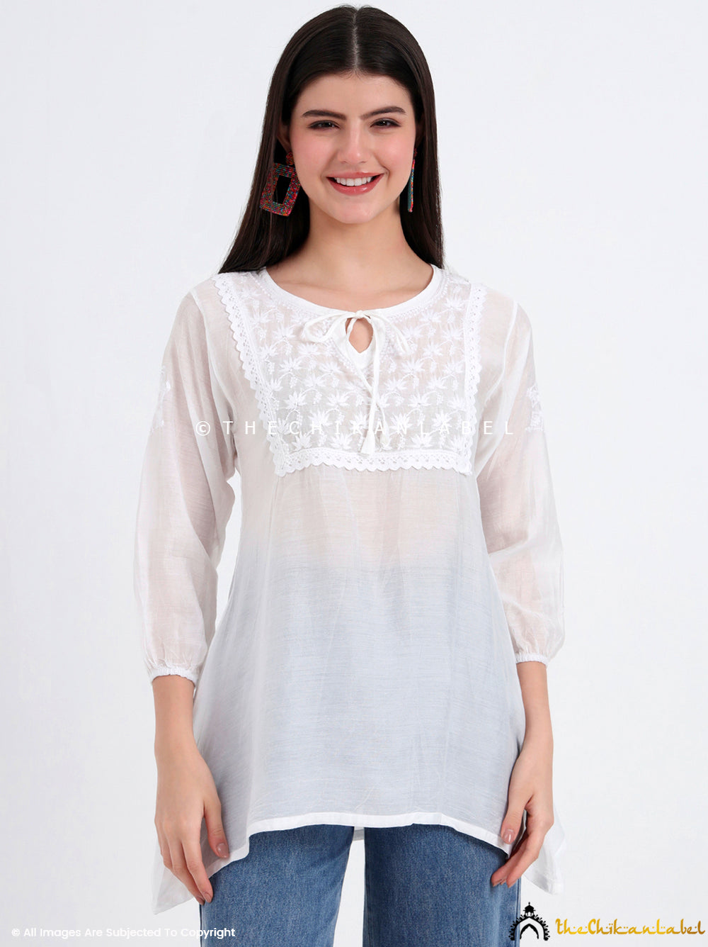 White Short Kurti | Short Kurti Set for Women | The Chikan Label