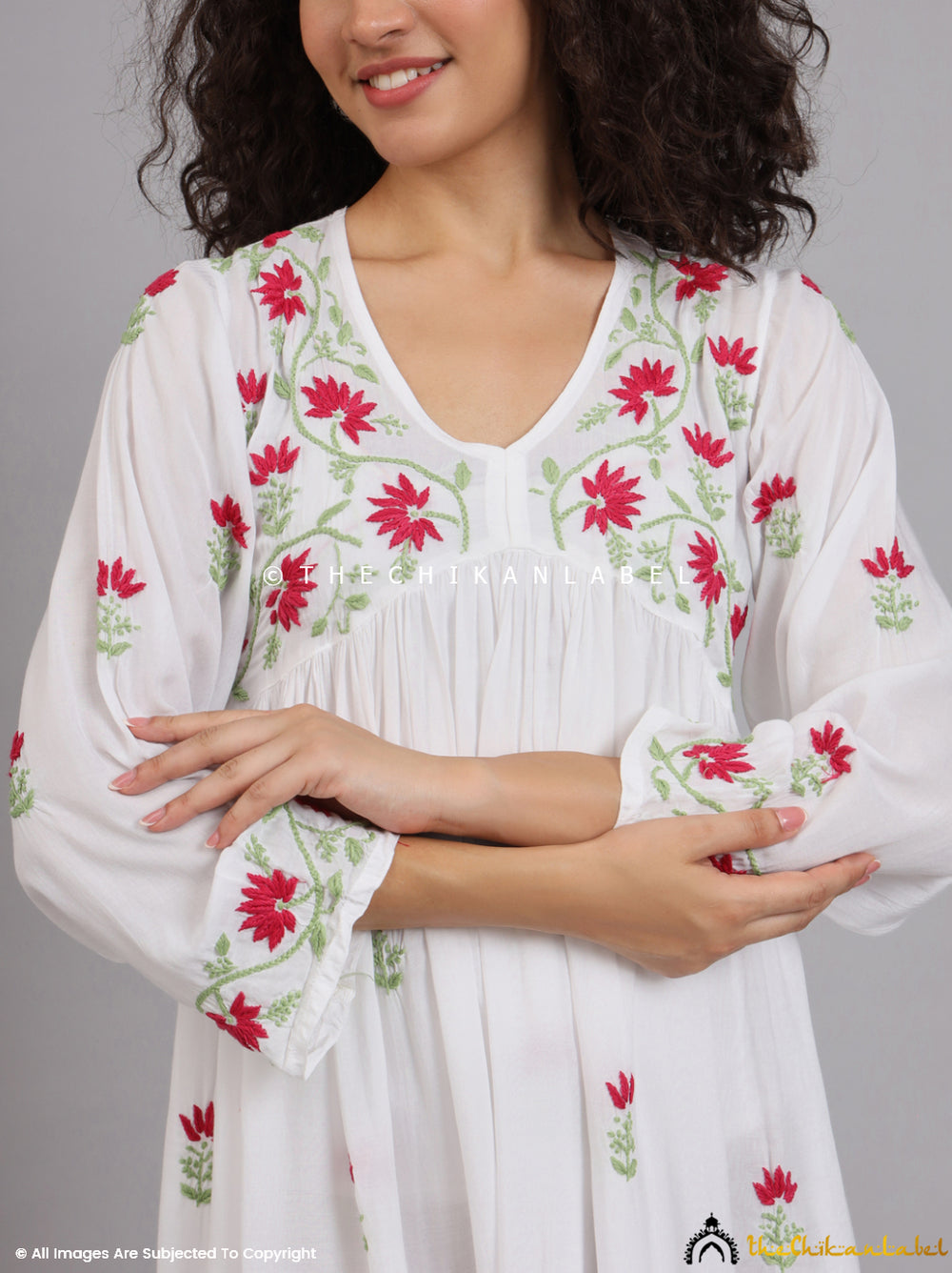 Alia White Muslin Chikankari Anarkali | The Chikan Label