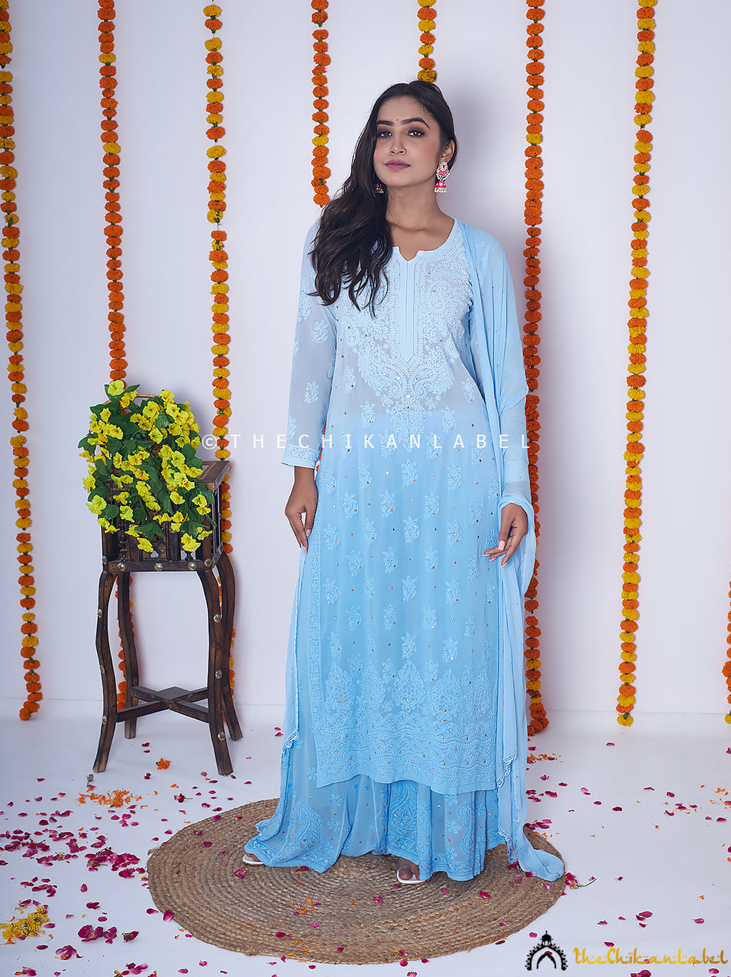 Arsh Viscose Chikankari Straight Kurta Set with Dupatta